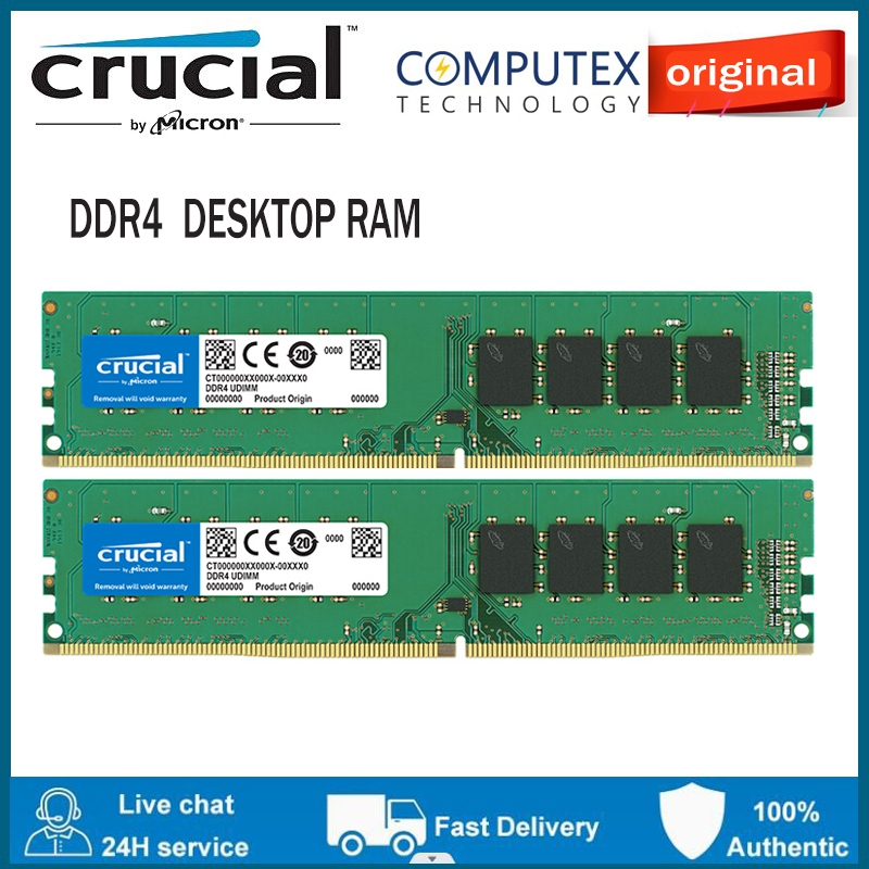 Crucial DDR4 PC RAM 4GB 8GB 16GB DDR4 2133/2400/2666/3200MHz Desktop ...