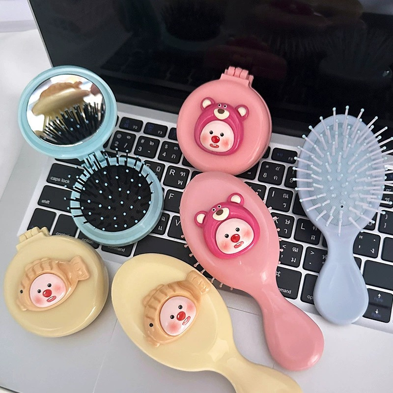 Cute Beaver Air bag Hair Comb portable 2 in 1 folding mirror comb air ...