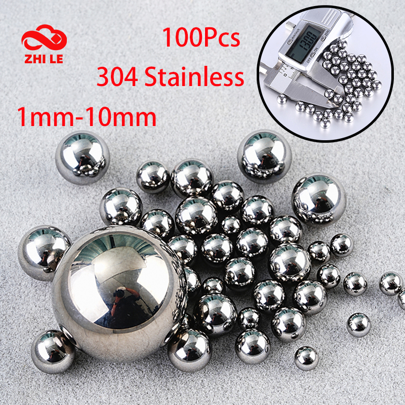100Pcs 1mm-10mm 304 Stainless Steel Balls High Precision Bearing Roller ...