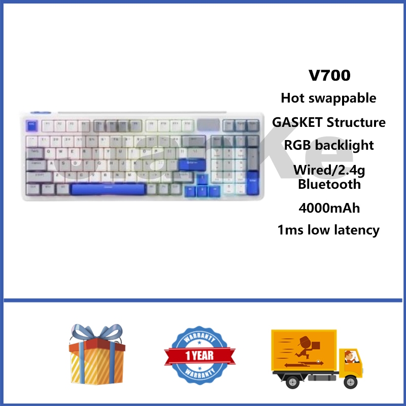 Rapoo V700 Wireless Mechanical Keyboard 95% Hot swappable RGB GASKET Custom Gaming Keyboard ...