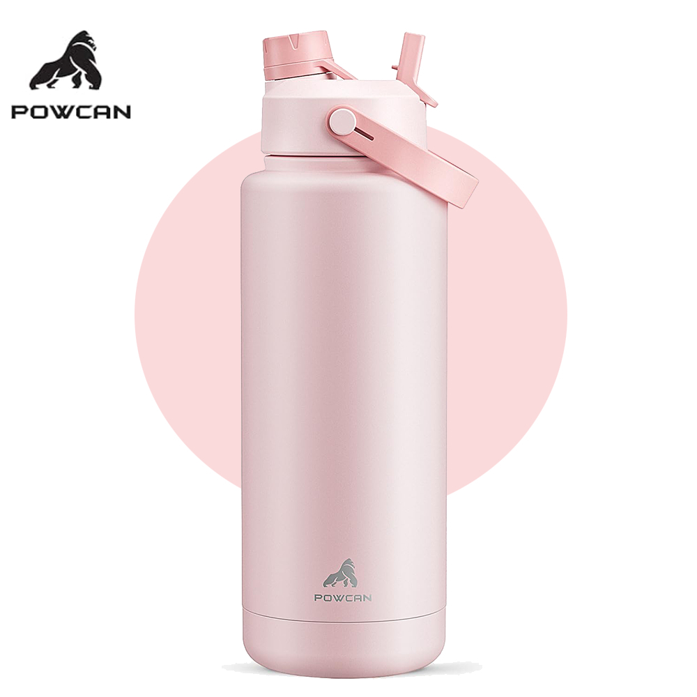 POWCAN 40oz 1180ML Insulated Water Bottle with 2-in-1 Straw and Spout ...