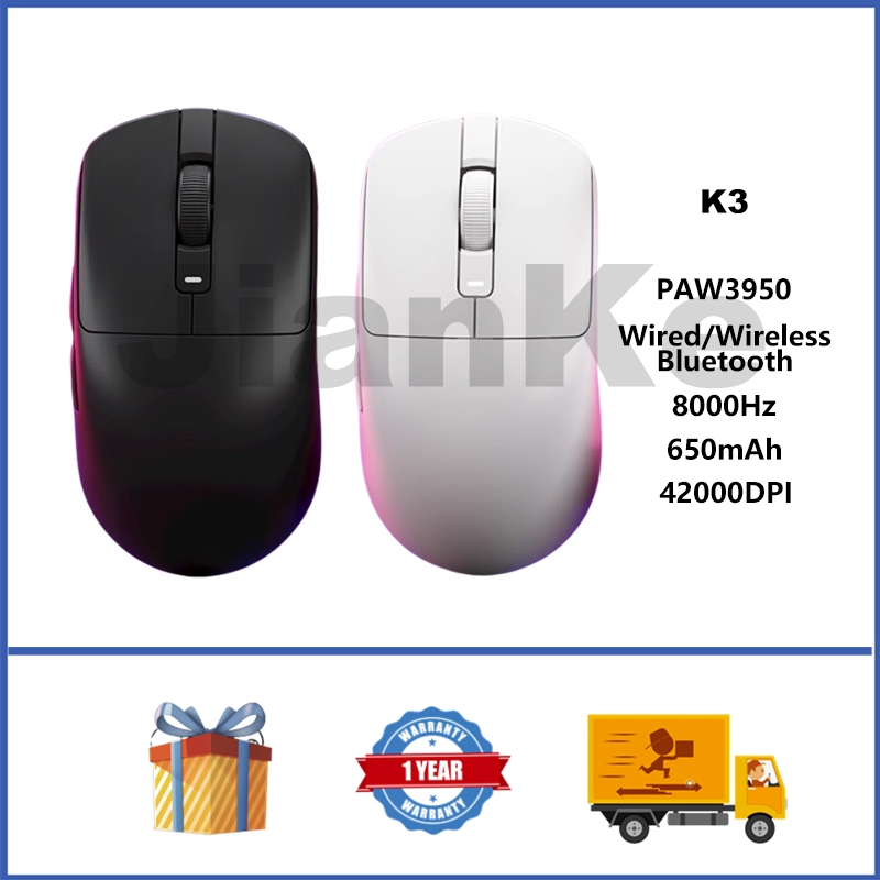 RK K3 Wireless Mouse PAW3950 42000DPI Lightweight Three Mode Game Mouse ...
