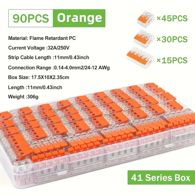 90 pieces of electrical quick connectors, lever wire connector ...