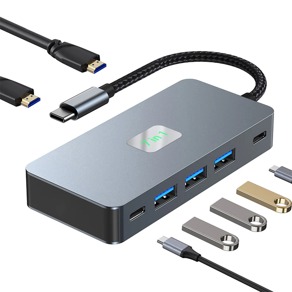 7-in-1 Dual HDMI-Compatible 4K Docking Station with 2 4K HDMI ...