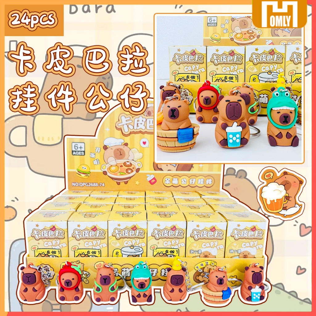 HOMLY ⚡Ready Stock⚡Capybara Keychain Cute Blind Box Set Miniso Capybara ...