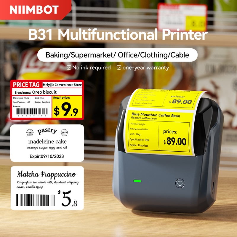 Niimbot B31 Label Printer inkless portable printer , print width from 20mm to 75mm | Shopee Malaysia