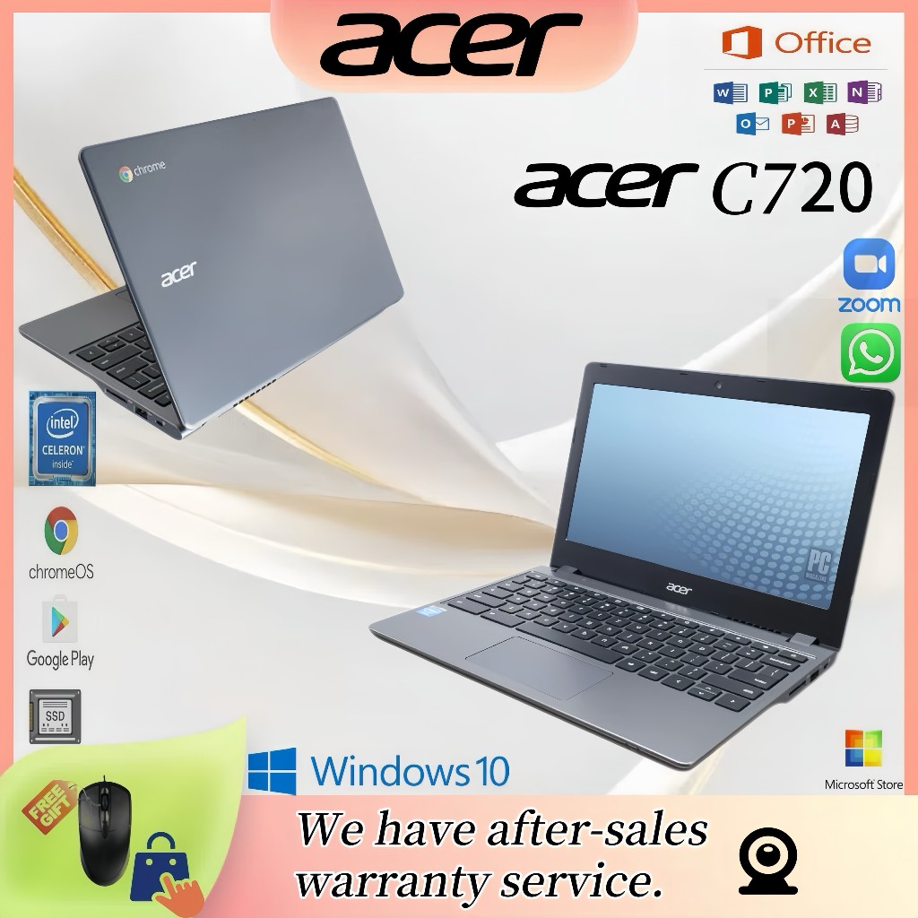 Acer laptop C720 Windows 10 | 4GB RAM 16GB SSD | 320GB HDD | office work | Murah refurbished ...