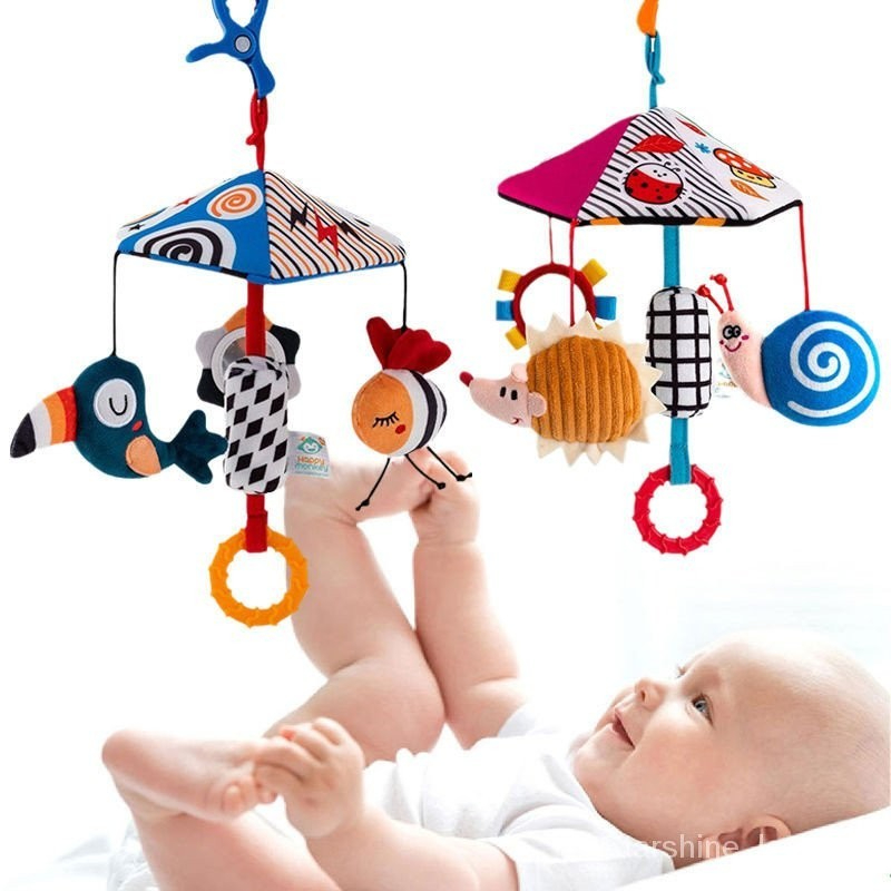 Baby Stroller Toy Crib Toy Rotating Make Sound Soft Plush Hanging ...