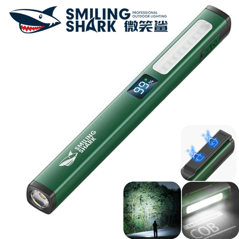 SMILING SHARK GZ5112 LED Torch Light 6Mode Magnetic Work Light With COB ...