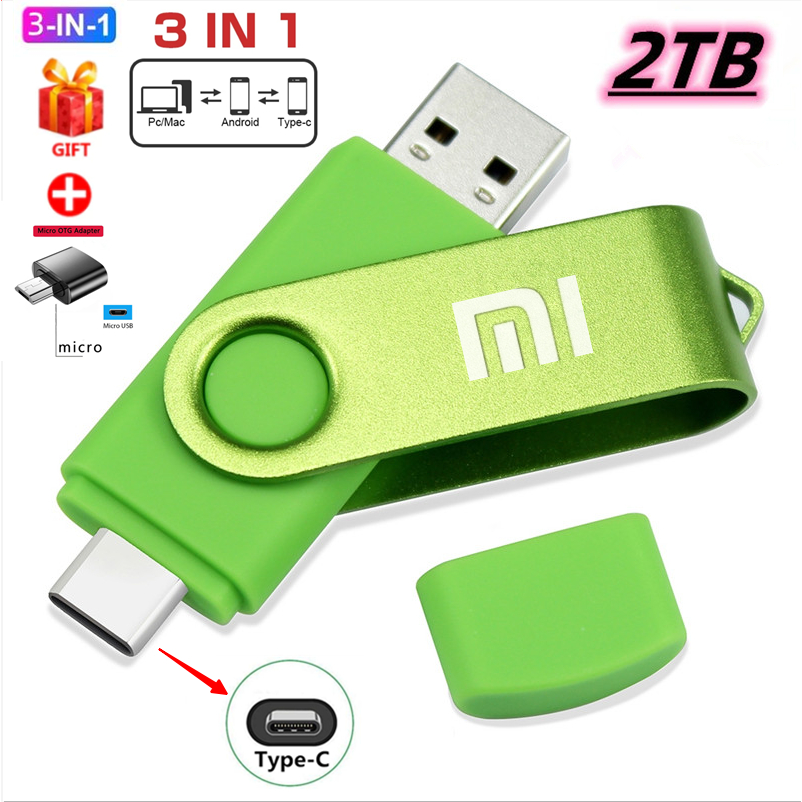 2TB Flash Drive 3 in 1 OTG USB type C/Micro Flash Drive 1tb 512gb 256gb ...