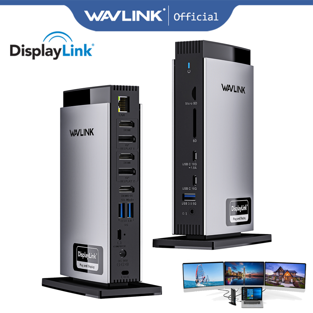 WAVLINK Universal DisplayLink Docking Station Triple 4K USB C USB 3.0 ...