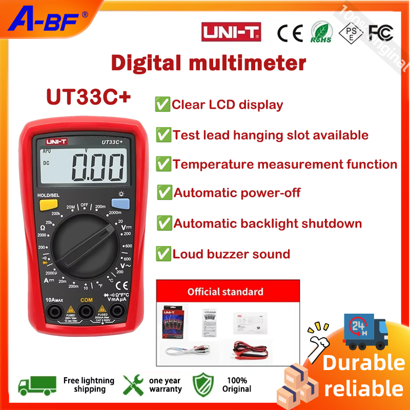 UNI-T UT33+ Series UT33A+ UT33B+ UT33C+ UT33D+ Digital Multimeter True RMS 1999 600v 10A LCD ...
