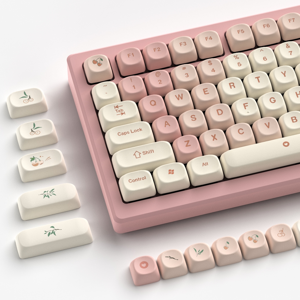 Womier Cherry Pink MOA Keycaps Dye Sublimation 143 Key Custom Key Cap ...