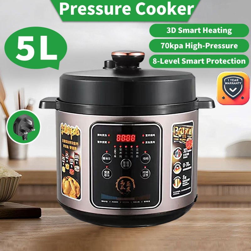 5L ,1000W, 8 - in - 1, electric pressure cooker (rice cooker & steam ...