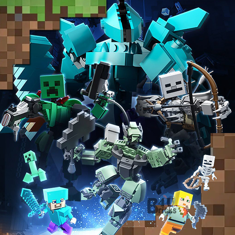 Action Figures Minecraft Characters Building Blocks Toys Steve Creeper ...