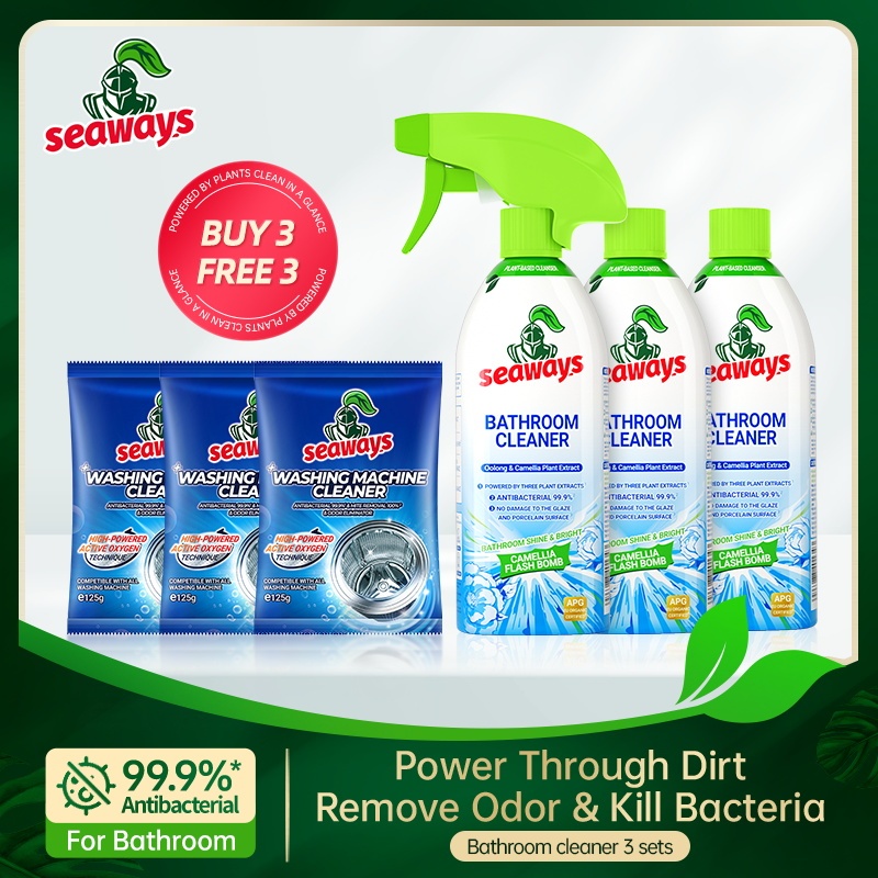 Seaways Bathroom Cleaner Toilet Cleaner 500g*3 Free 3 Packs Of Washing ...