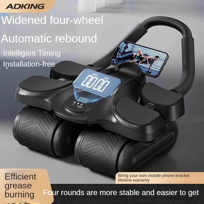 健腹轮腹肌轮四輪健腹輪健身運動器材 自動回彈練腹肌器材smooky健腹轮 abdominal wheel abs roller wheel ab roller exercise ...