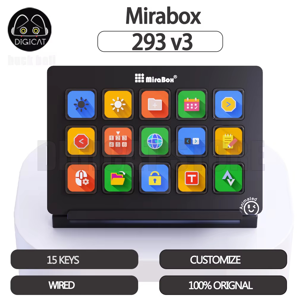Mirabox 293 V3 Stream Deck Mini Visual Keyboard 15Keys StreamDeck LCD Button Live Content ...