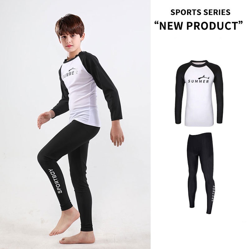 Kids Swimwear For boys Full Body Two Piece Teen Swimsuit Children ...