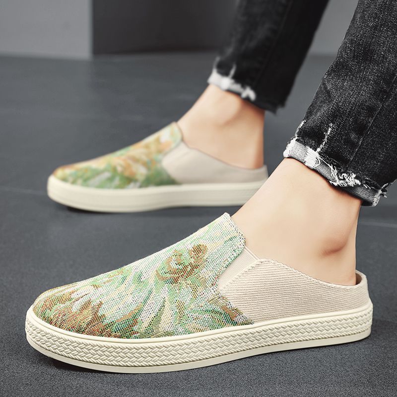 Canvas Shoes Men's Breathable Slip-On Lazy Floral Cloth Shoes Men's ...