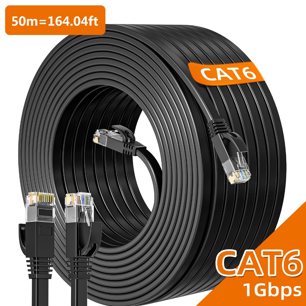 Flat 50M ultra-long Ethernet cable Cat6 LAN Network cable Jumper RJ45 ...