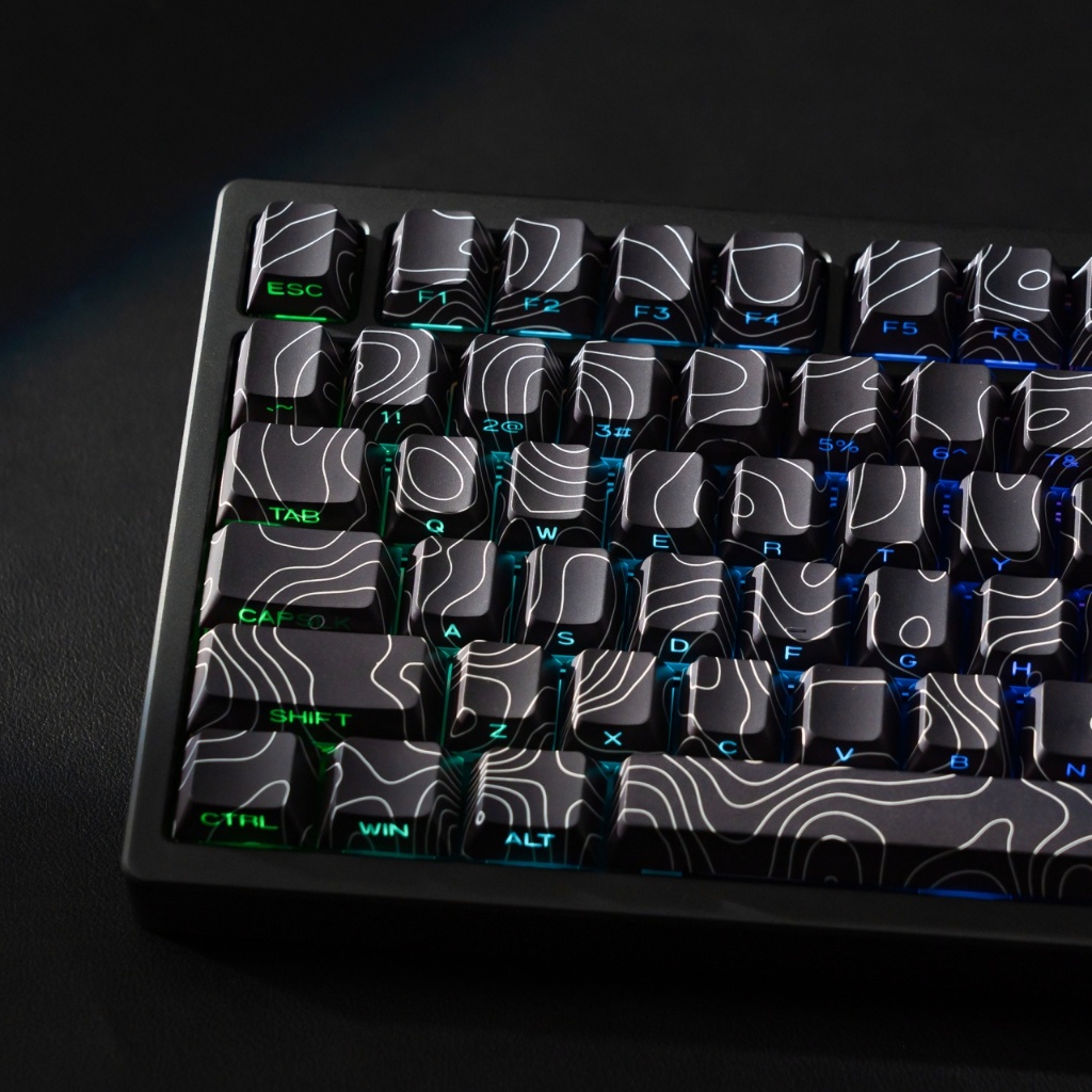 Womier Shine Through Topographic keycaps PBT Black Dye Sub & Double ...