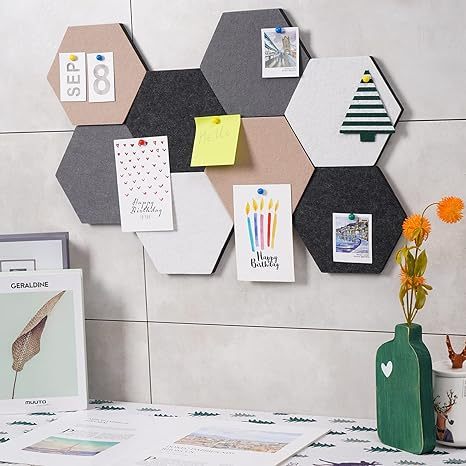 Hexagon Felt Letter Board Softboard Photo Wall Memo Notice Board ...