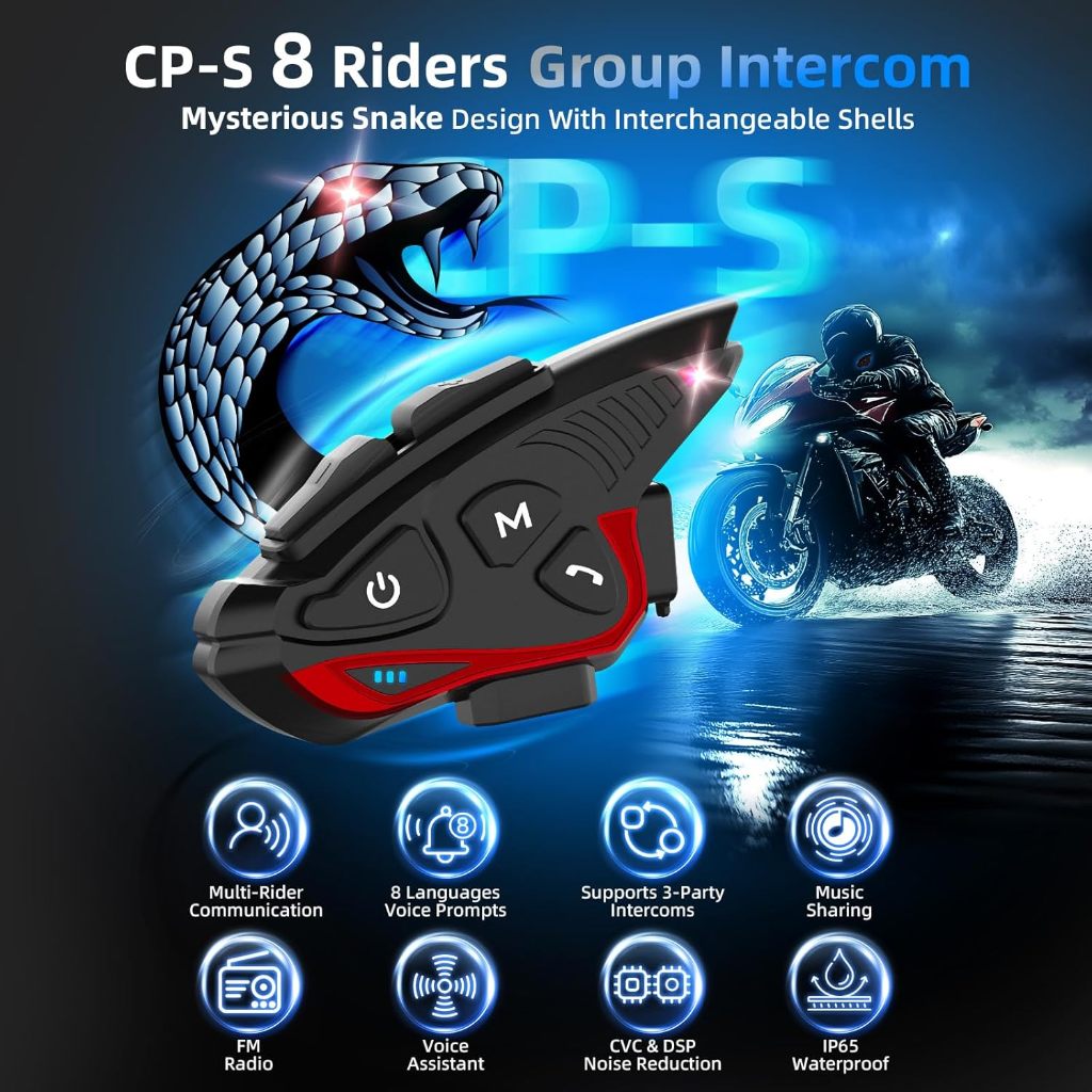 X6 Pro Music Sharing Motorcycle Helmet Intercom Headset BT 5.1 6 Riders ...