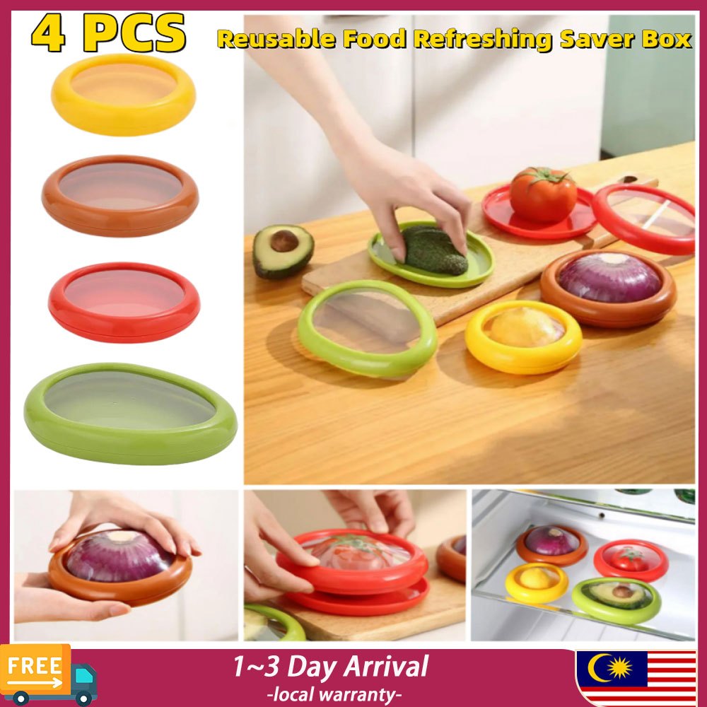 (Malaysia Stock) Kebidumei 4pcs Oval Fruit Preservation Box Reusable ...