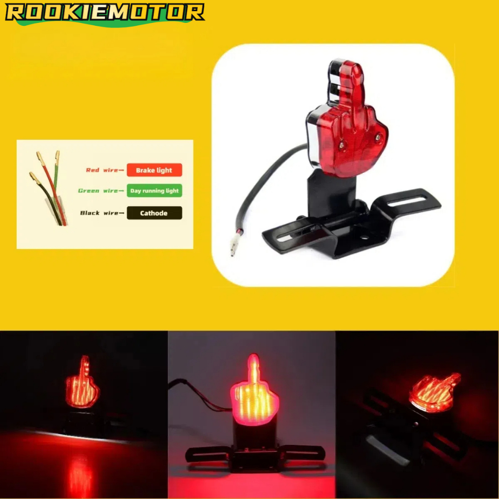 Universal Motorcycle Modified Middle Finger Brake Taillight Retro Brake ...