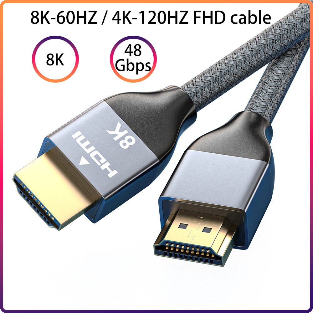 Hdmi 2.1 HD cable 8K laptop graphics card cable is connected to TV ...