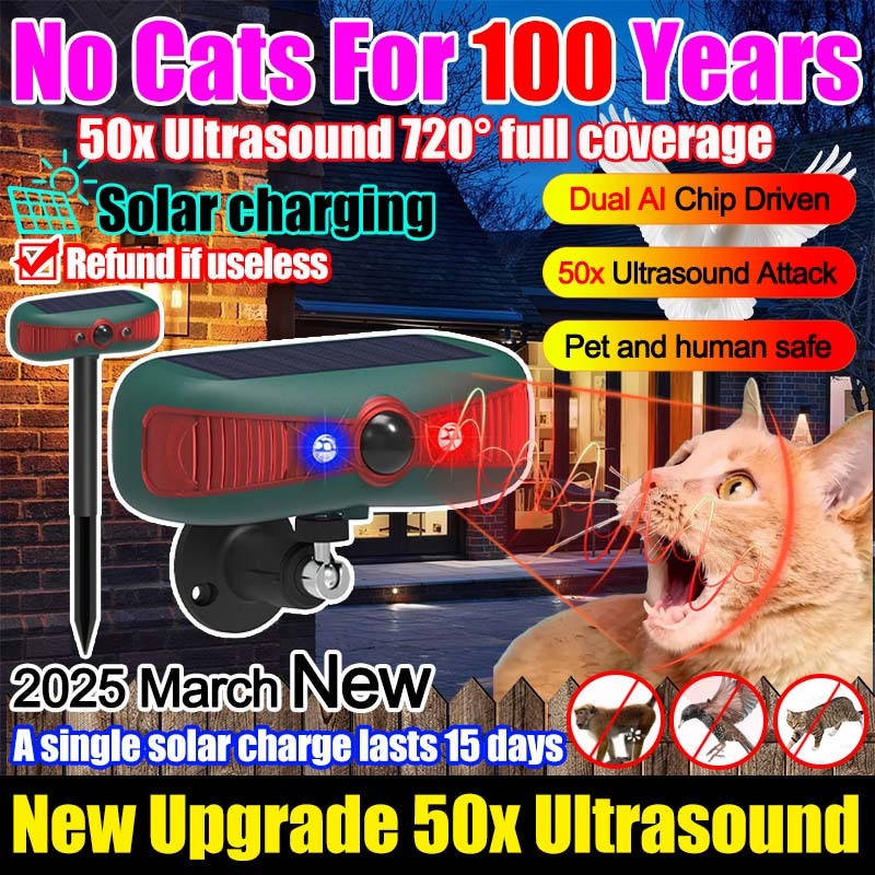 【New 50x Ultrasonic】cat repellent Ultrasonic 720° 2025 New upgraded ai ...