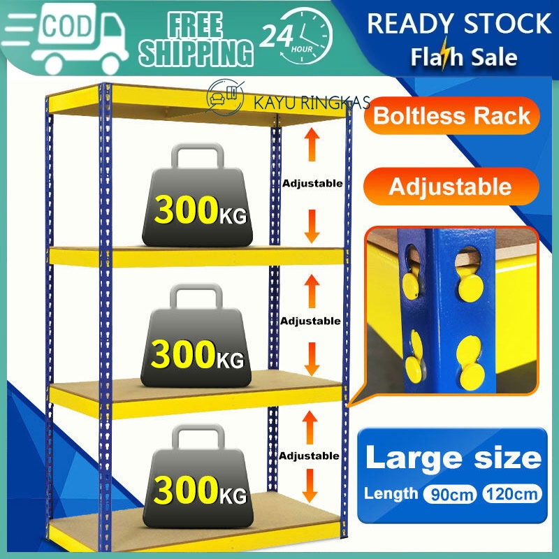 【KAYU RINGKAS】3/4/5 Tier Boltless Rack Store Storage Rack Rak Besi ...