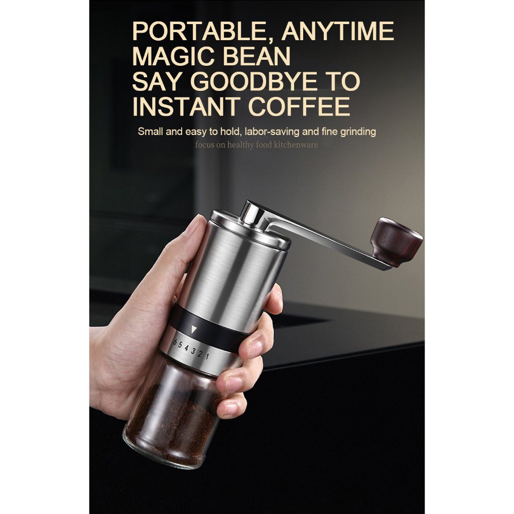 Portable Manual Coffee Grinder hand Coffee Mill with Ceramic Burrs 6/8 ...