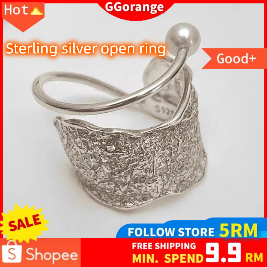 Sterling Silver Open Ring Female Niche Design Double Pearl Index Finger ...