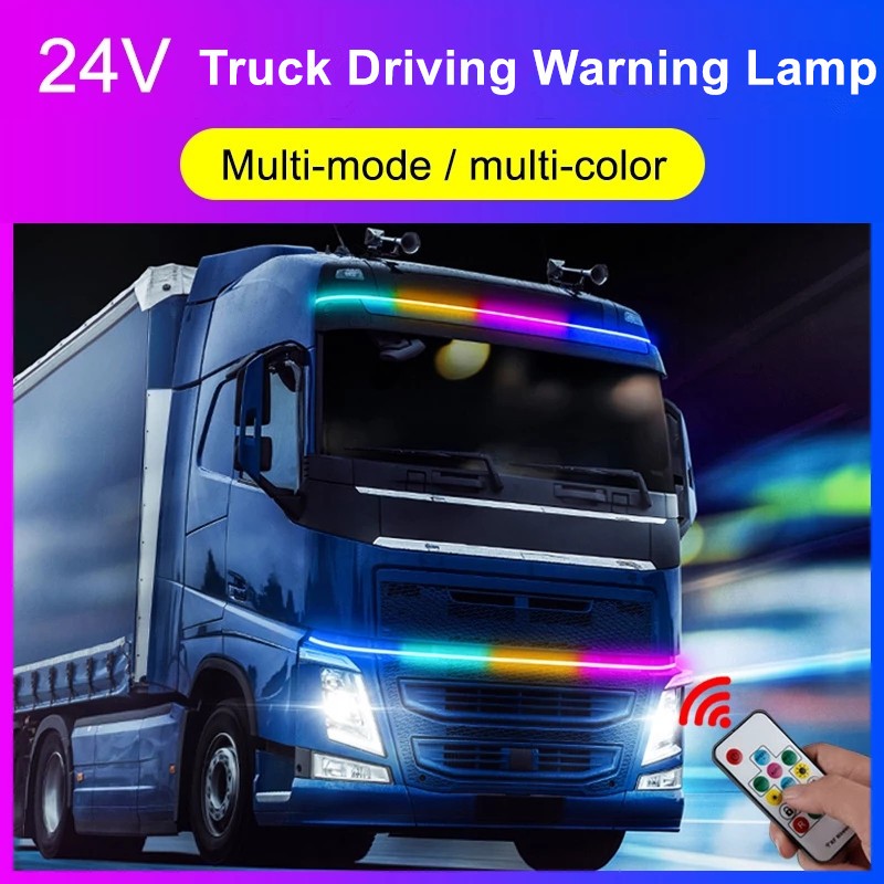 24V RGB Truck Running Warning Light Colorful LED Strip Light Daytime ...
