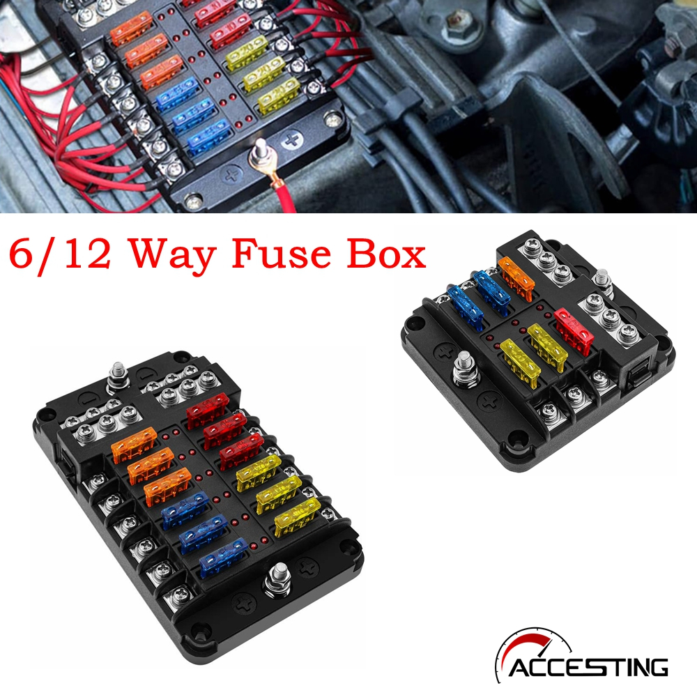 Fuse Box, Blade Fuses Holder Block with W/Negative Bus 6/12 way with ...