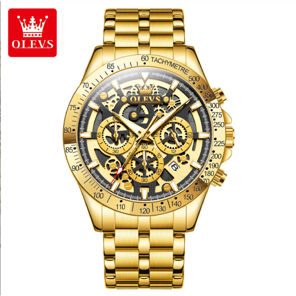Olevs 9913 Fashion Casual Quartz Watch Calendar Steel Band Waterproof ...