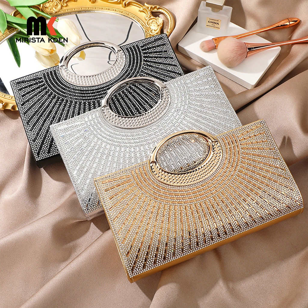 MK 2025 Trendy Clutch-Full Diamond Sparkling,Elegant Shiny Pleated ...