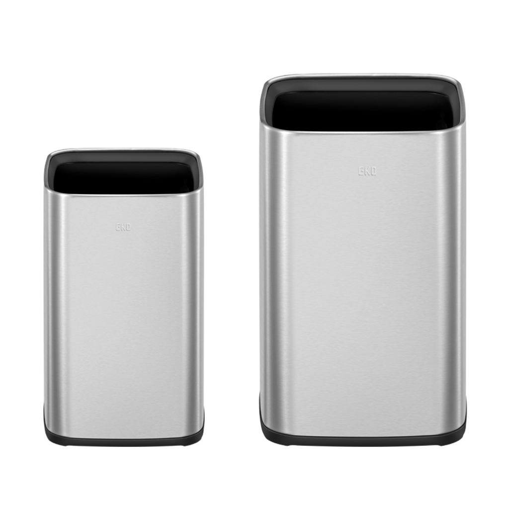 EKO Open Top Dustbin with Removable Inner Basket Square Small Stainless ...