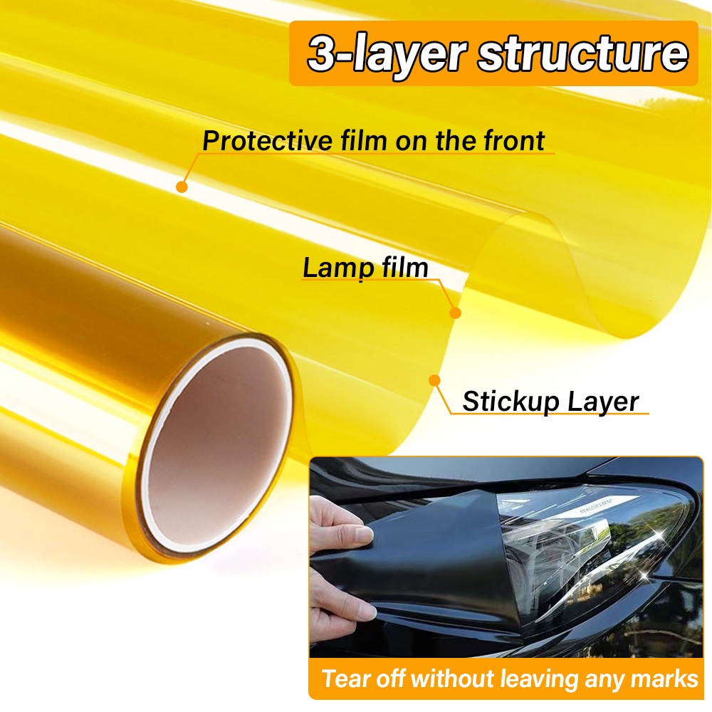 Car Yellow Transparent Color Changing Lamp Film Vinyl Film Lamp Film ...