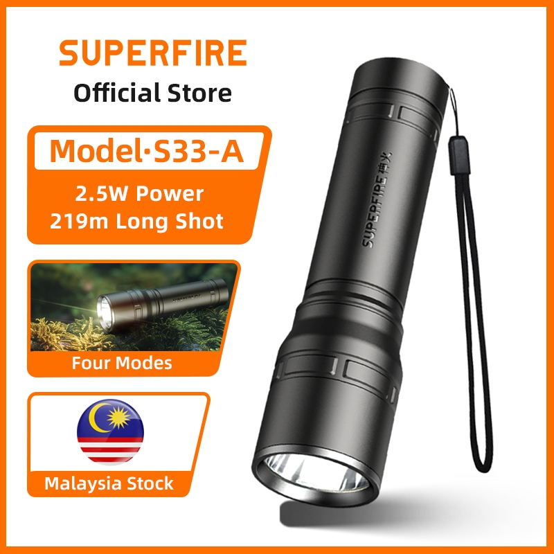 SUPERFIRE S33-A 2.5W Lampu Suluh Terang LED Rechargeable Torch Light Super Bright Mini ...