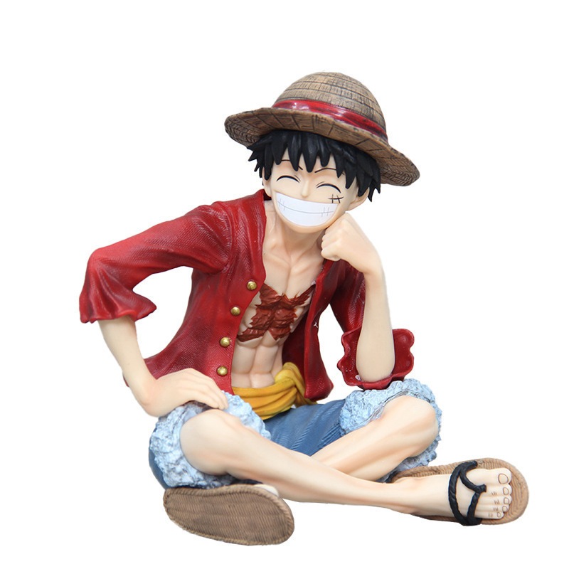13cm One Piece Sitting Posture Luffy Anime Figure Model Straw Hat ...