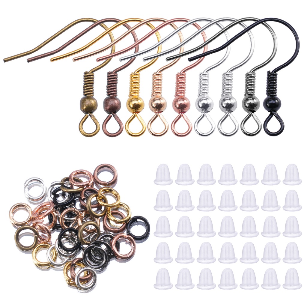 300Pcs Gold Silver Antique Bronze Hypoallergenic Earring Hook Kit Mix ...