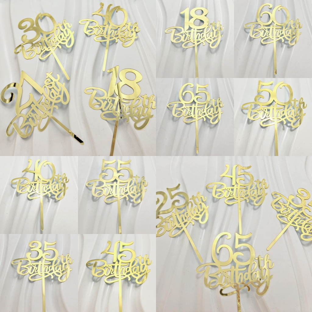 10 Pieces Happy Birthday Cake Toppers, Eighteen Twenty One Thirty ...