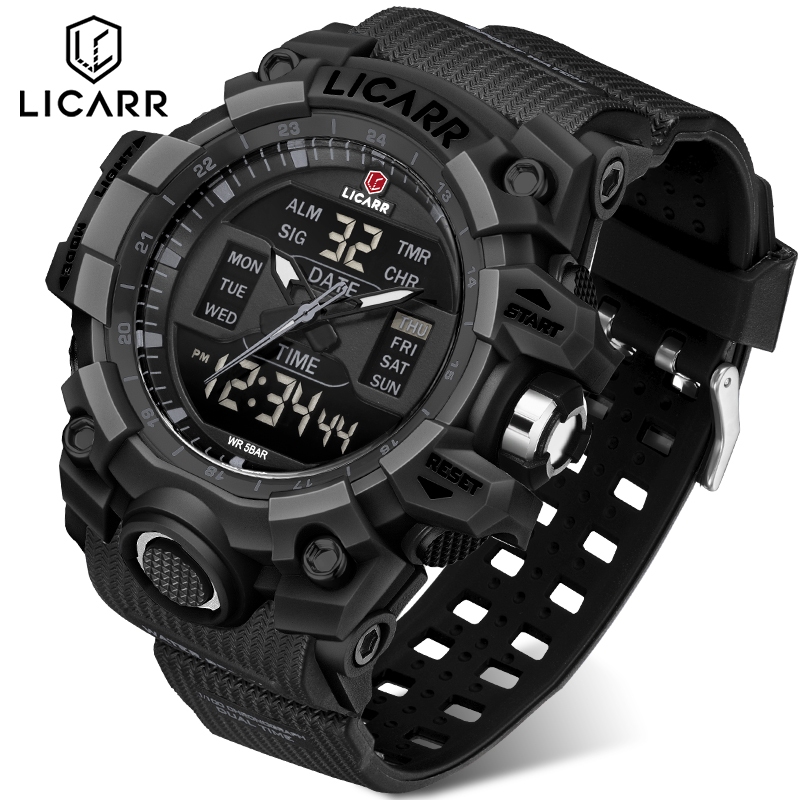 LICARR Original Fashion Digital Quartz Men's Watch Alarm Calendar ...