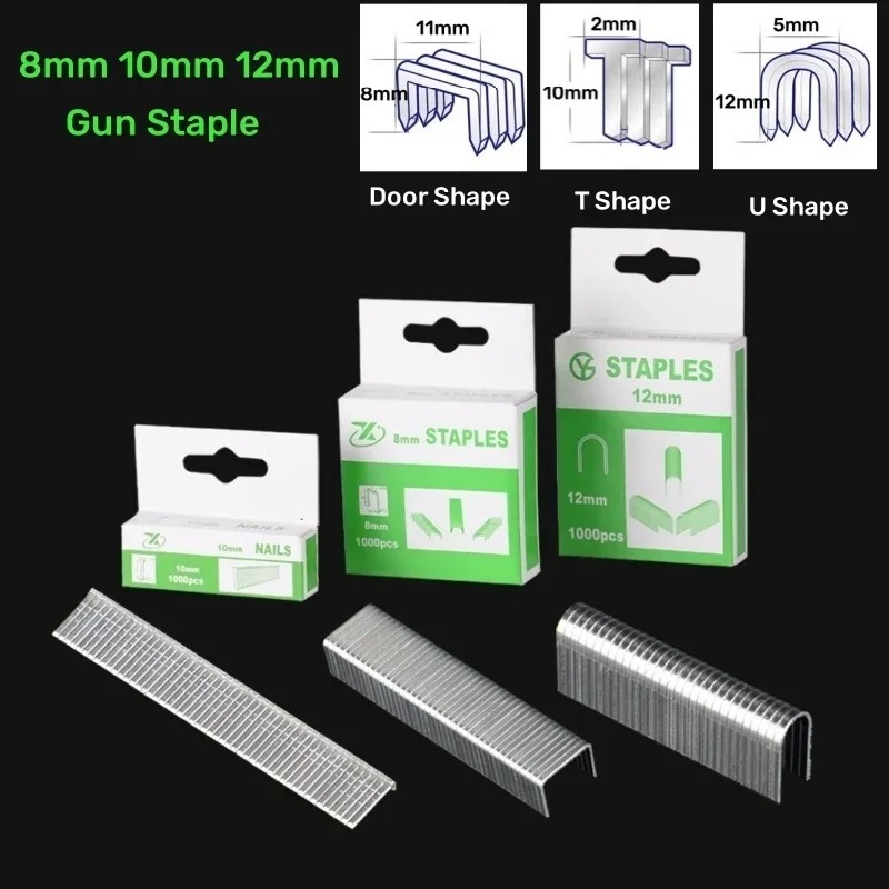 1000 pieces U/T/Door Shaped Staples Brad Nails 8/10/12mm For Furniture ...