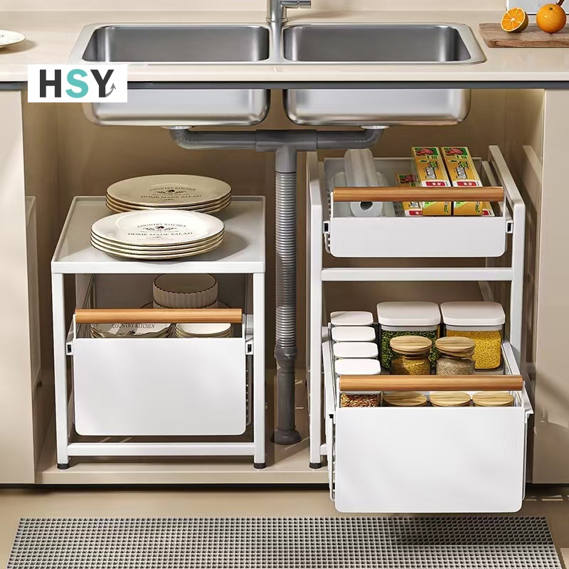 HSY Ready to Use Kitchen Pull Out Drawer Organizer Pull Out Basket ...