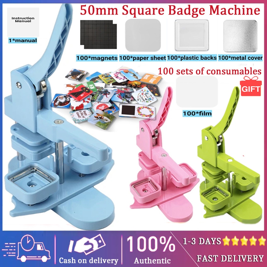 Local delivery+COD 50*50mm Square Refrigerator Badge Machine with 100 ...
