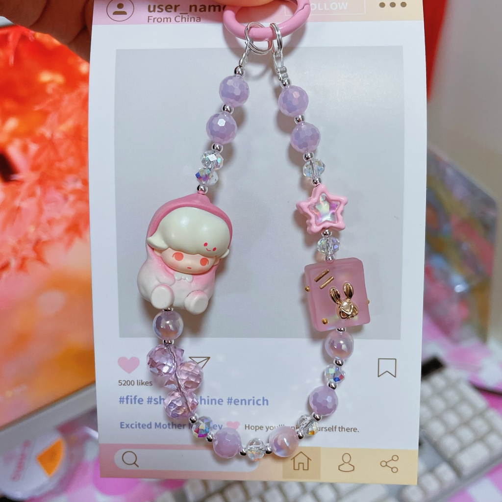 popmart dimoo Mobile Phone Chain Key molly skullpanda crybaby labubu ...